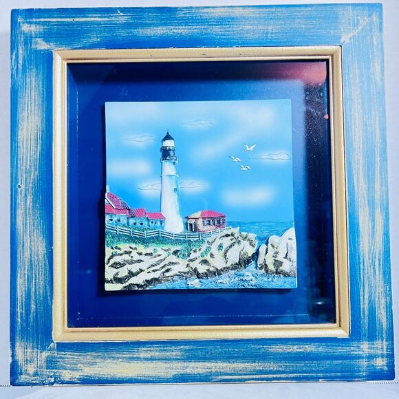 unknown | Art | Lighthouse Coastal 3d Wall Art 2x12 In Distressed Blue ...